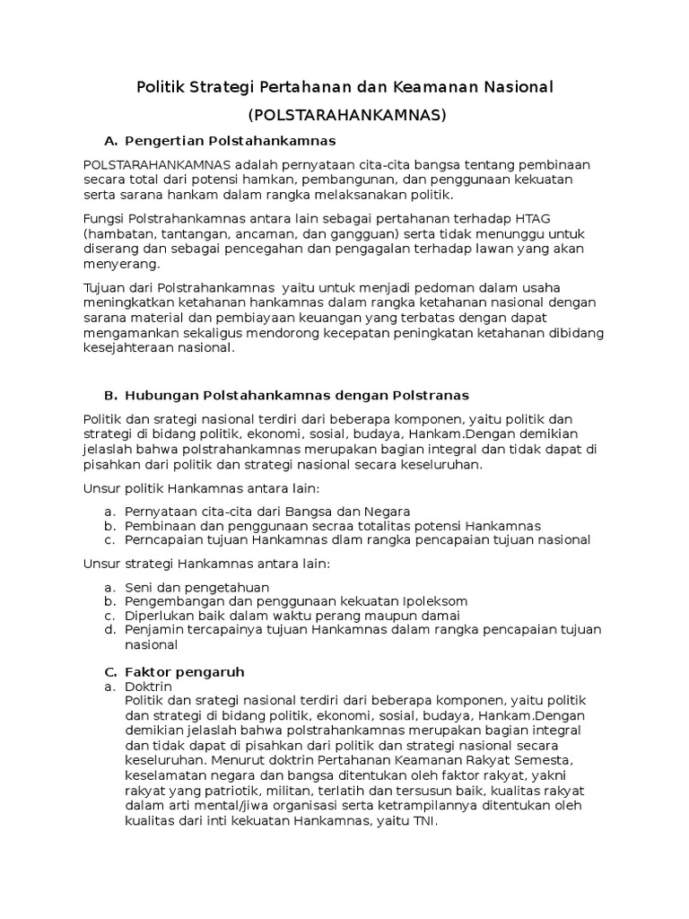 Strategi Pertahanan Nasional Indonesia | PDF