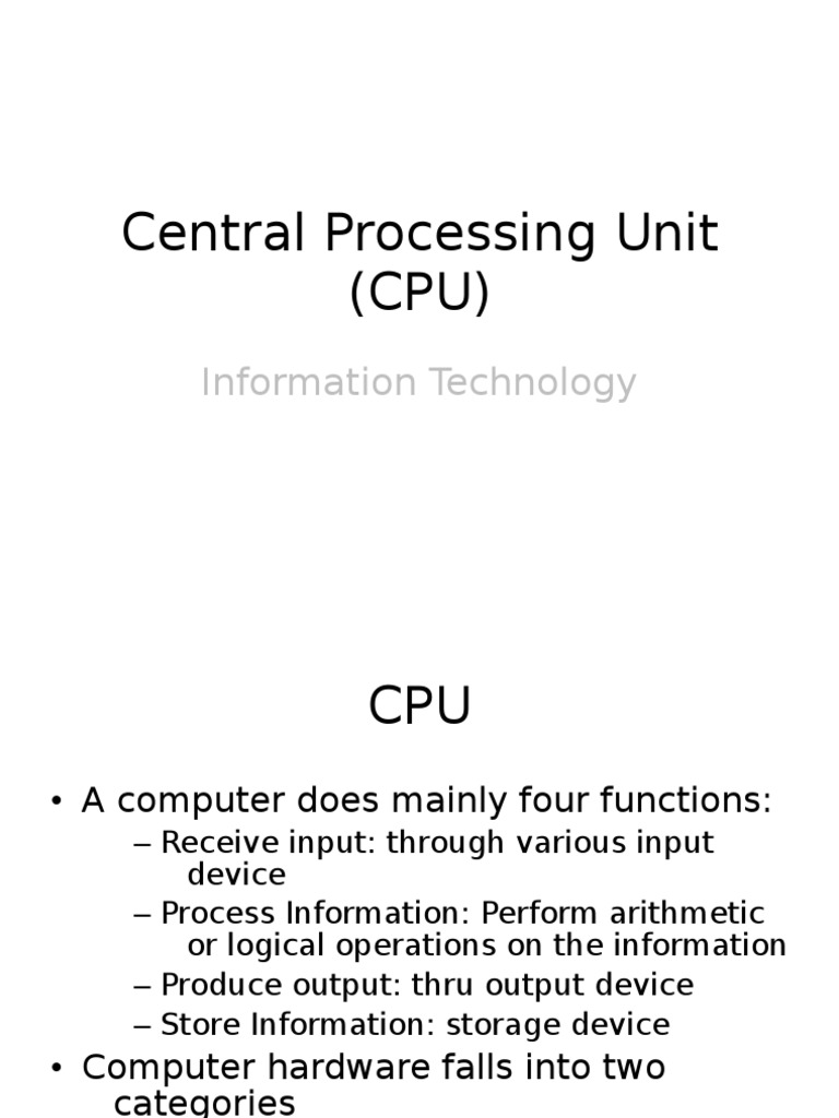 CPU and Its Working Principle | PDF | Central Processing Unit | Input ...