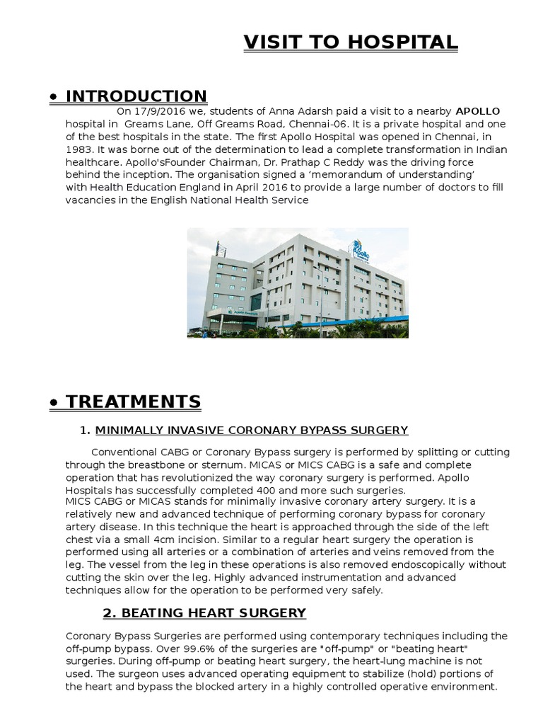 Visit To Hospital | PDF | Intensive Care Medicine | Coronary Artery ...