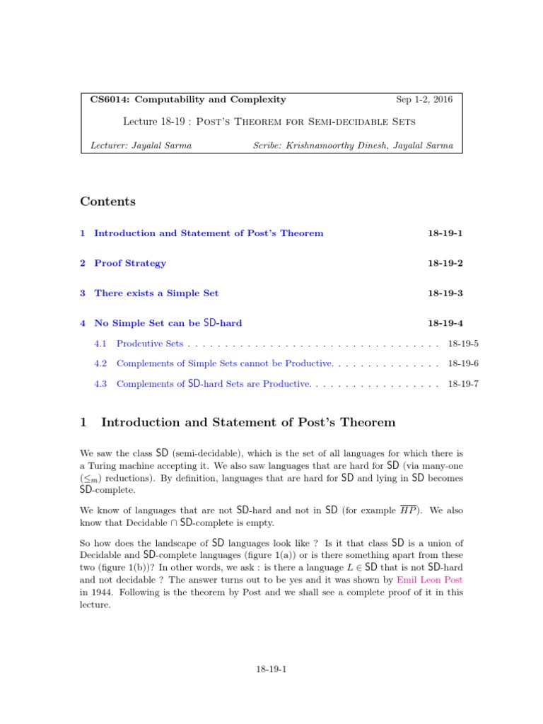 Posts Theorem PDF | PDF | Computability Theory | Cognitive Science