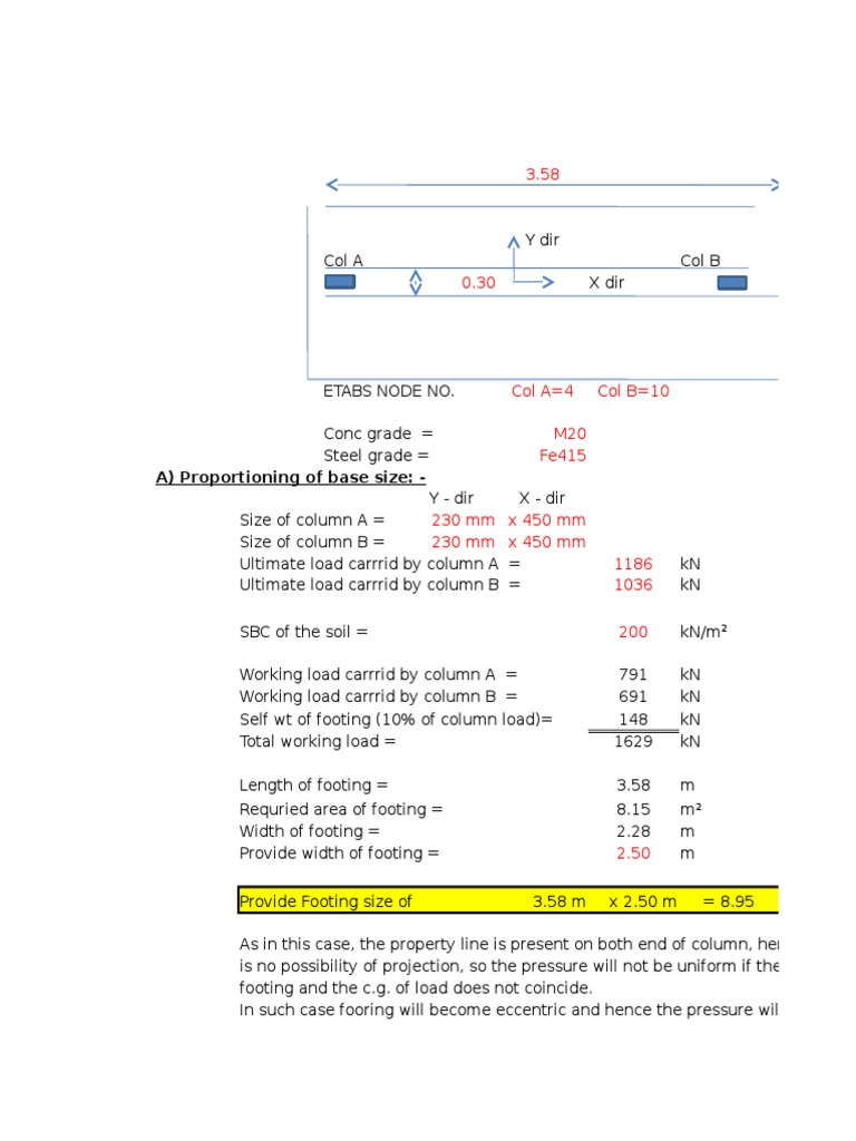 Design of Footing, Slab and Beam for a Two Column Structure | PDF ...