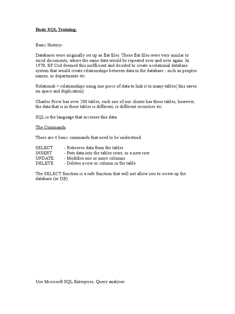 Basic SQL Training .v2 | PDF | Sql | Databases