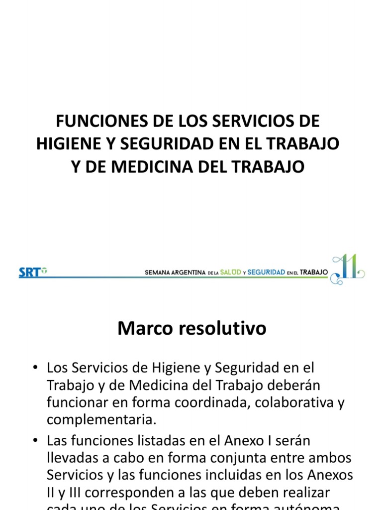 Funciones de Los Servicios de HyS y MT-SRT | PDF | Seguridad y salud ocupacional | Enfermería