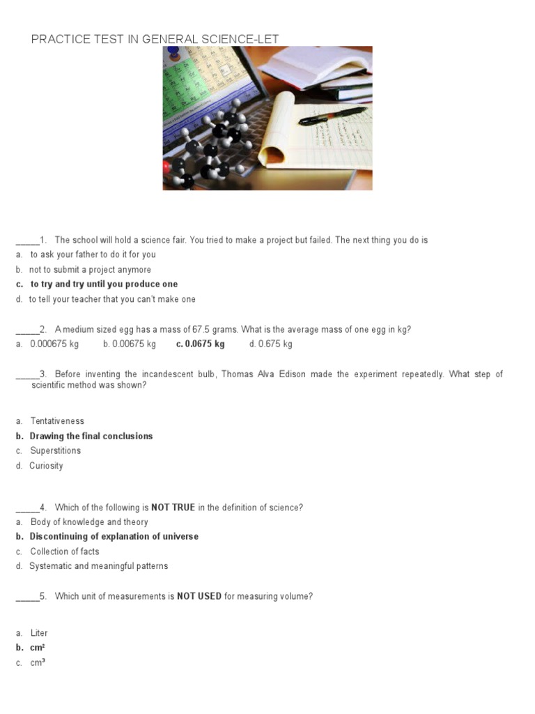General Science Practice Test | PDF | Atmosphere Of Earth | Sun