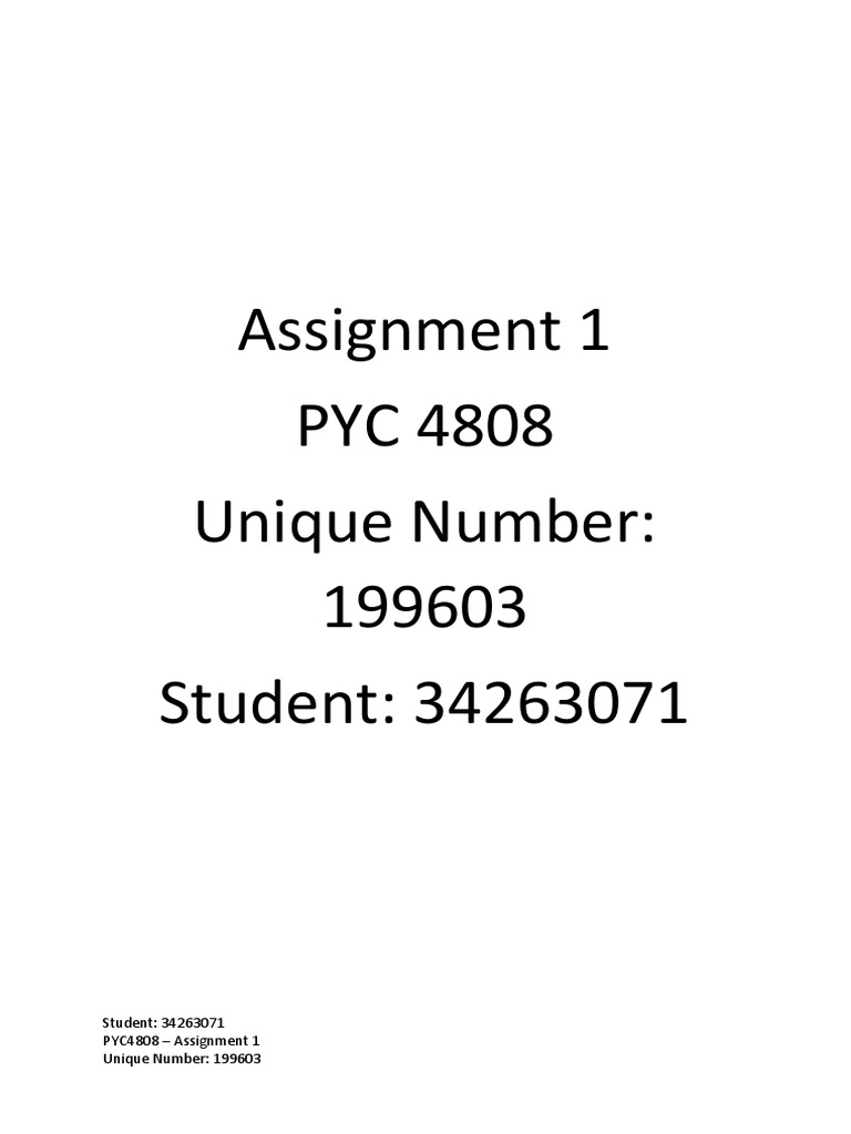 Assignment 1 - PYC4808 | PDF | Theory | Personality Psychology