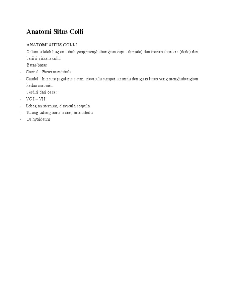 Anatomi Situs Colli | PDF