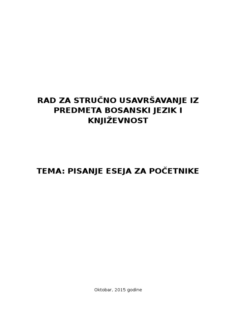 Pisanje Eseja Za Početnike | PDF