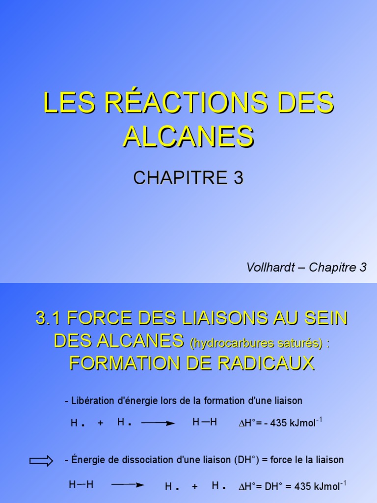 Réactions et propriétés des alcanes | PDF