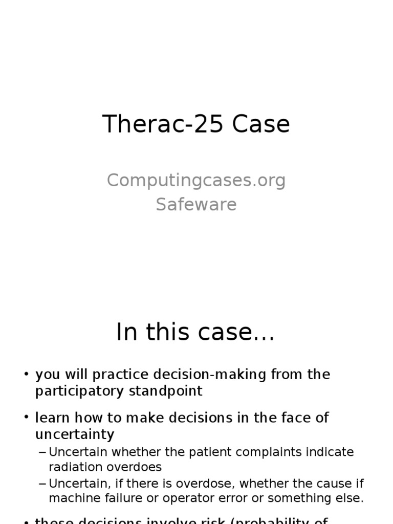 Therac-25 Case V3 | PDF | X Ray | Particle Accelerator