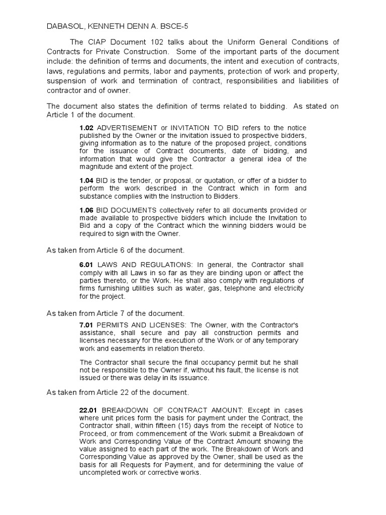 CIAP | General Contractor | Construction Bidding