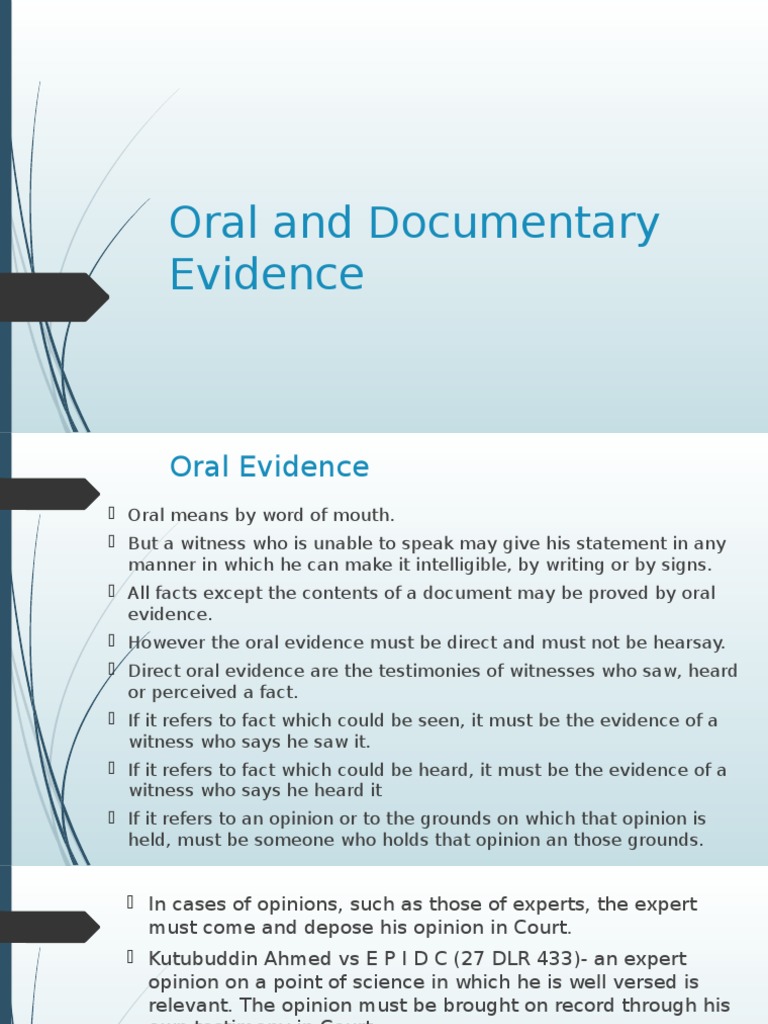 Oral and Documentary Evidence | PDF | Witness | Evidence