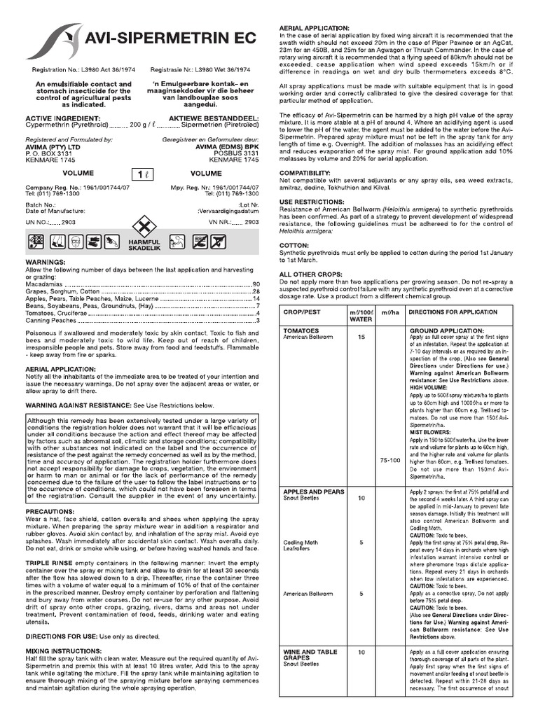 AVI Sipermetrin | PDF