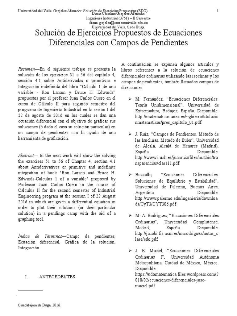 Resolución de Ejercicios (Cálculo I) en Formato IEEE | PDF | Ecuaciones ...