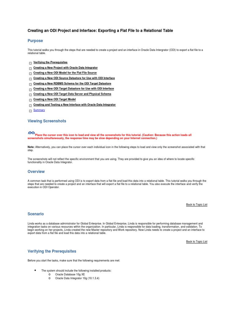Creating An ODI Project and Interface PDF | PDF | Relational Database | Database Schema