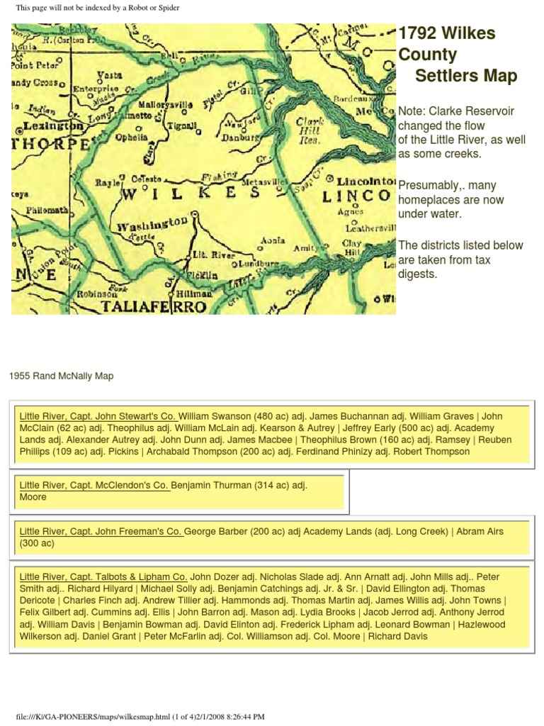 1792 Wilkes County Settlers Maps | PDF