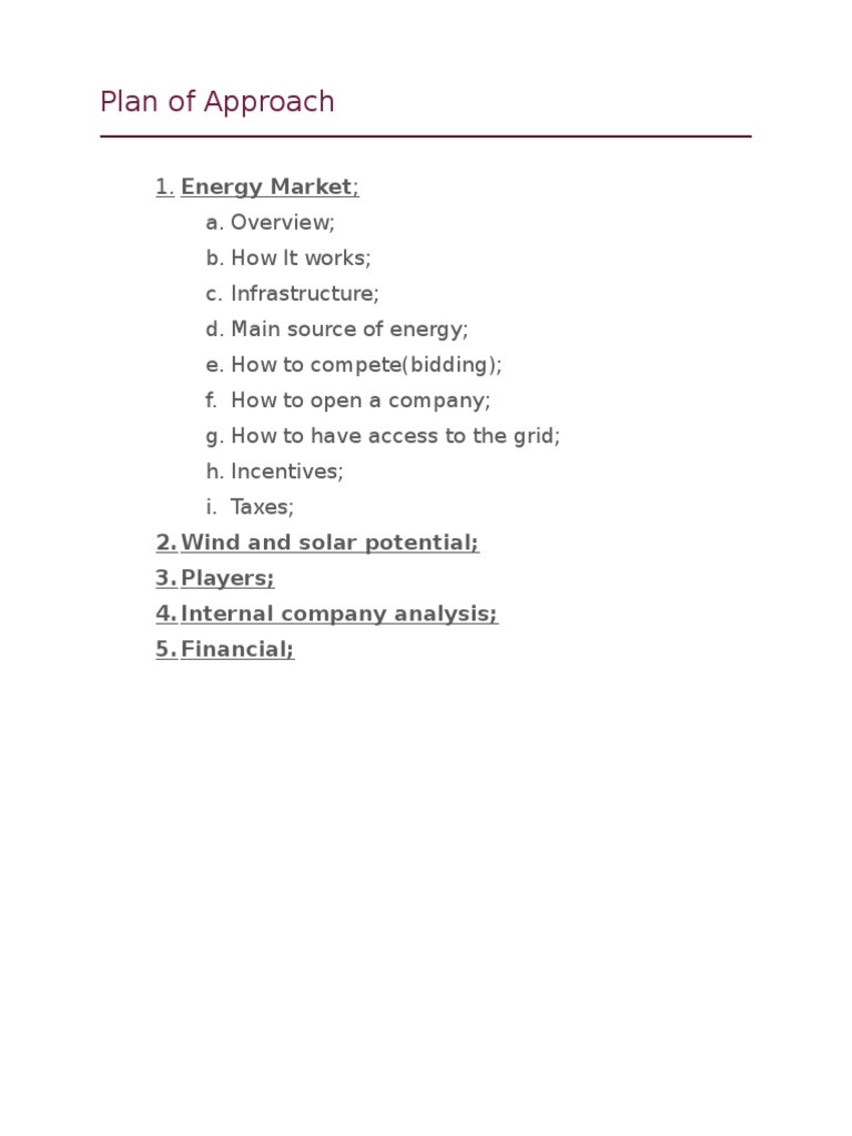 Plan of Approach: Energy Market | PDF