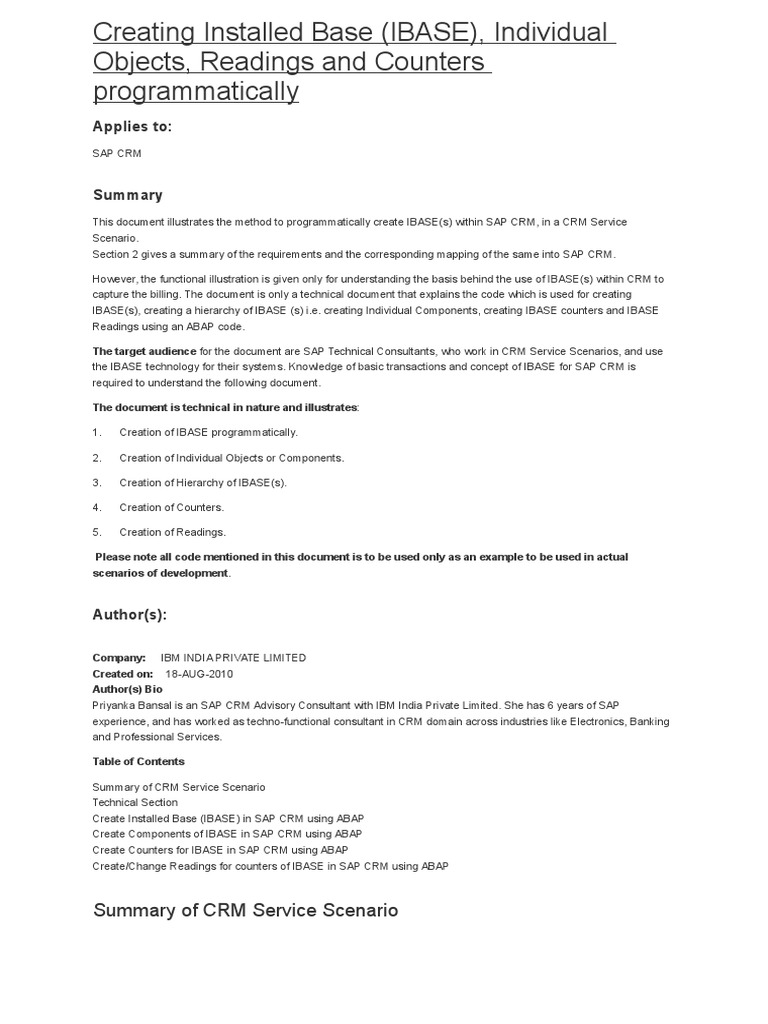 SAP CRM IBASE Creation Guide | PDF | Customer Relationship Management ...