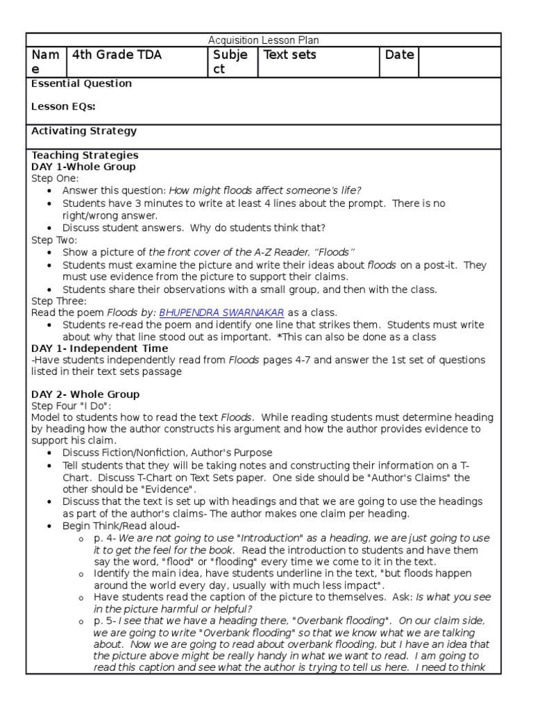 TDA Graphic Organizer for Floods Essay | PDF | Storm Surge | Essays