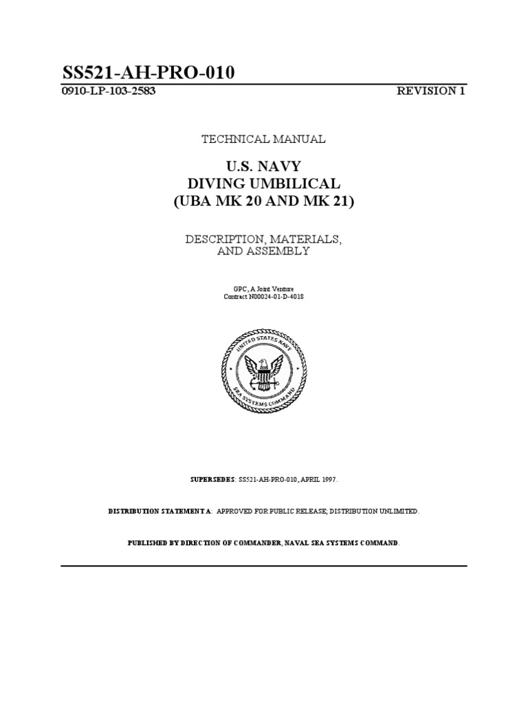 U.S. Navy Diving Umbilical Manual | PDF | Underwater Diving | Nature