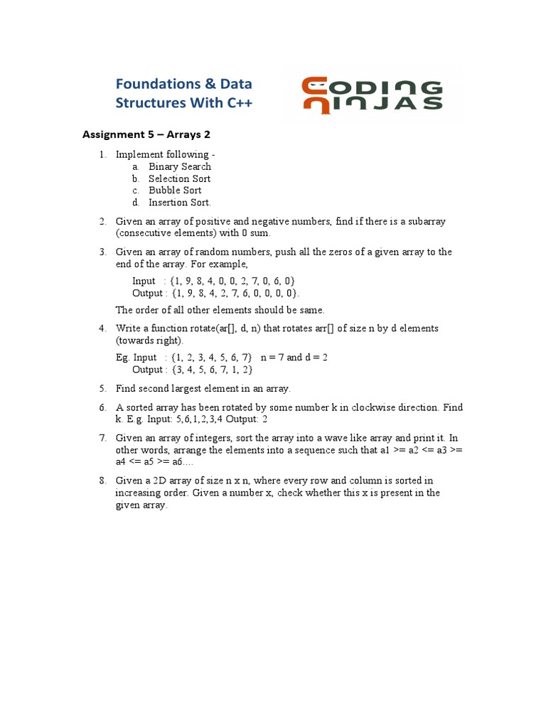 Assignment 5. Arrays 2 | PDF
