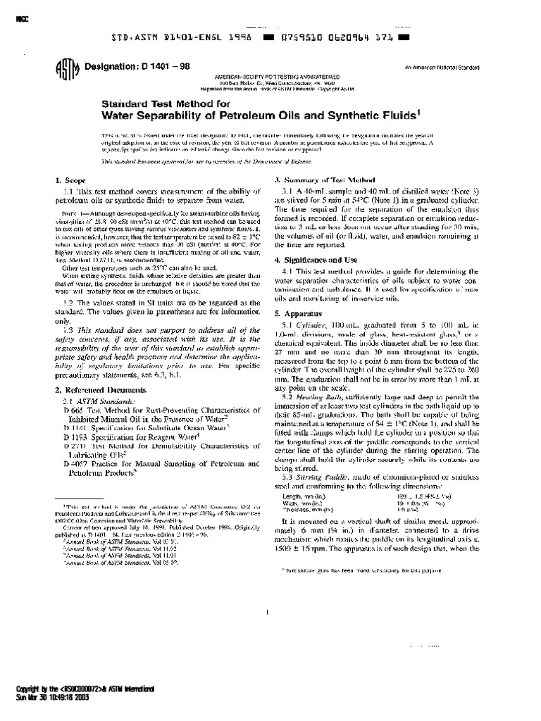 Astm D1401 PDF | PDF