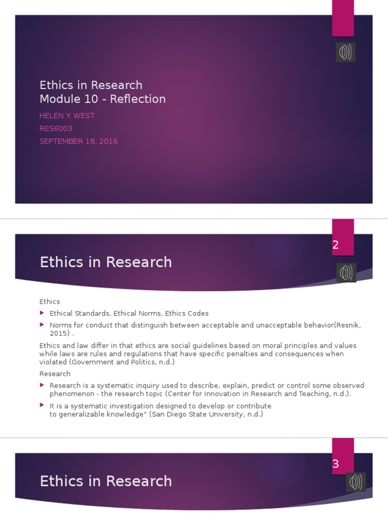 Module 10 - Reflection - Research Ethics | PDF | Institutional Review ...