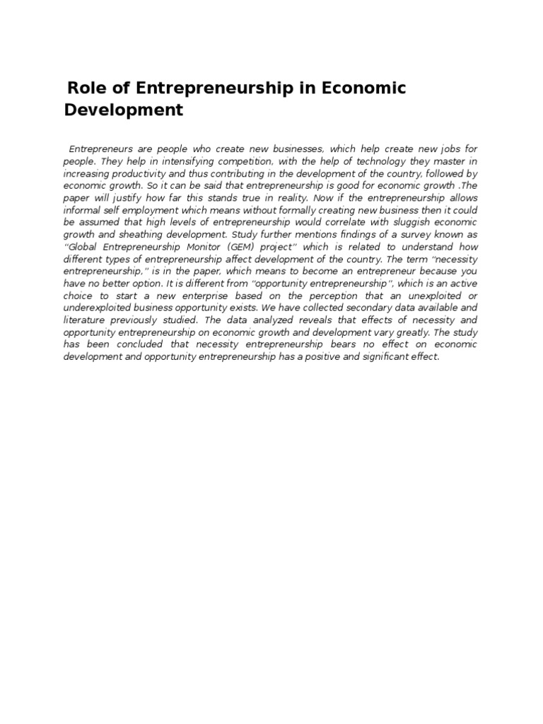 Impact of Entrepreneurship on Economic Growth | PDF | Business