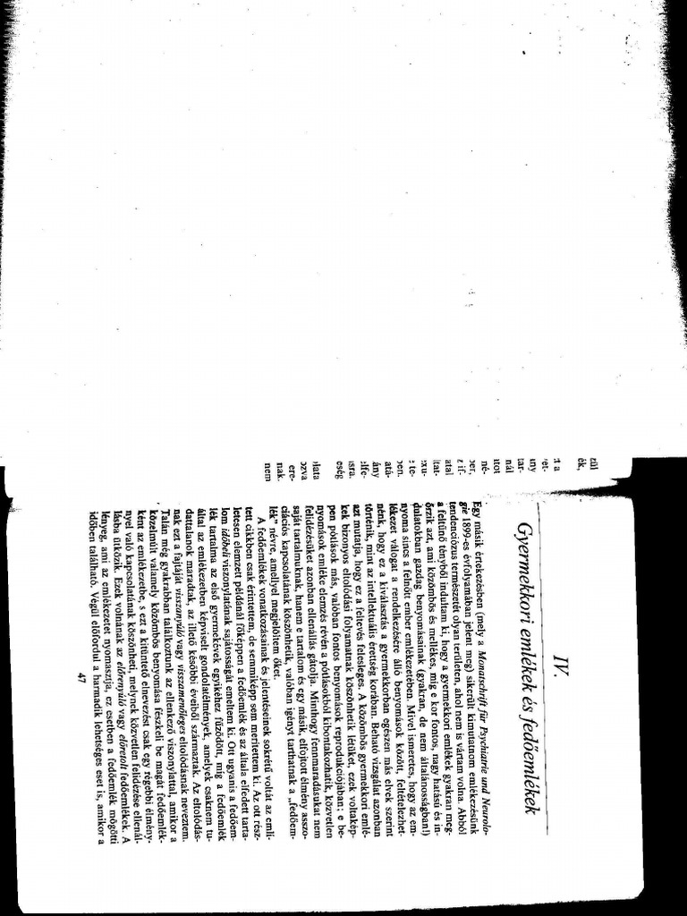 Freud Gyermekkori Emlékek És Fedőemlékek PDF | PDF