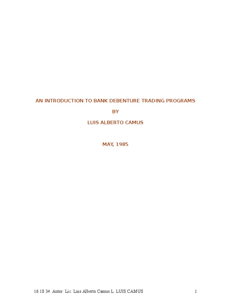 An Introduction To Bank Debenture Trading Programs Educ | PDF | Central ...