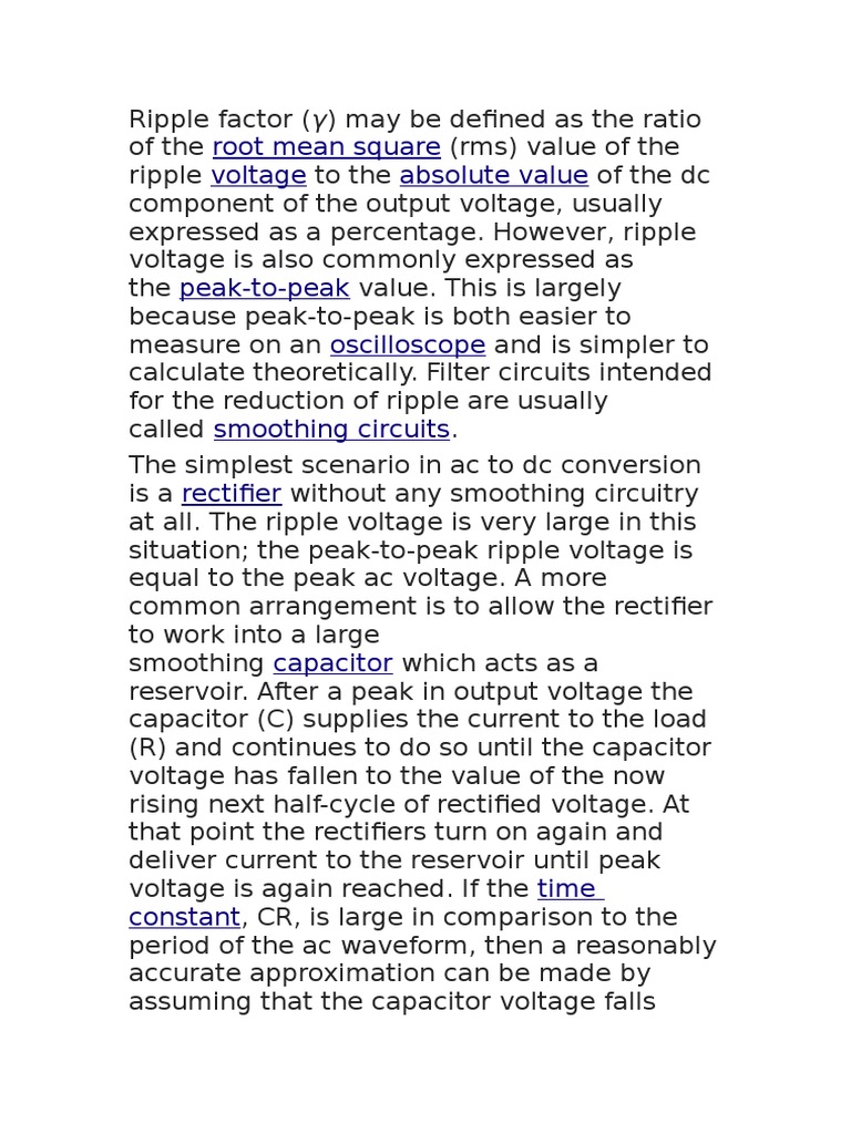 Ripple Factor | PDF | Electrical Engineering | Electromagnetism