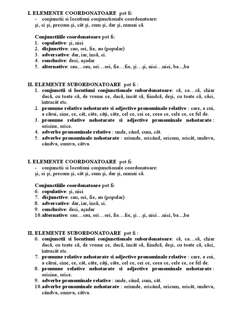 Conjunctii Coordonatoare Si Subordonatoare | PDF