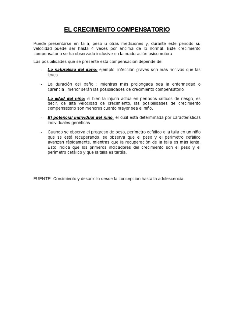 El Crecimiento Compensatorio | PDF