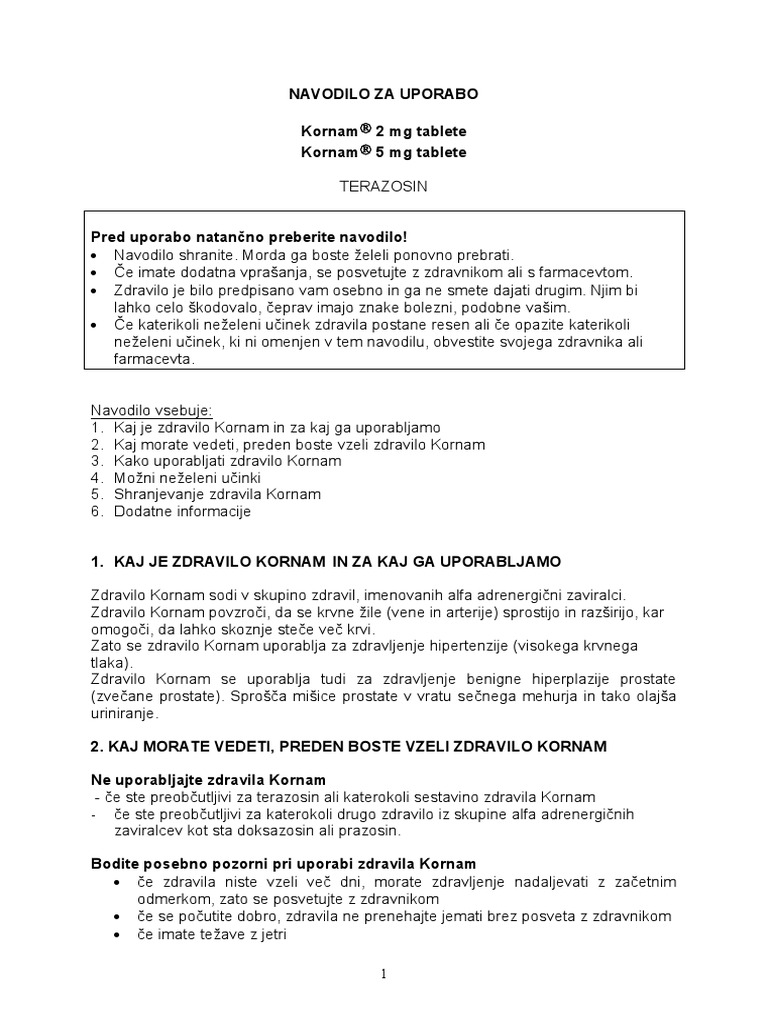 Kornam 2mg 5mg Tablete PIL 11.6.2010 | PDF