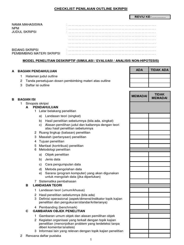 Checklist KPO Kualitatif | PDF