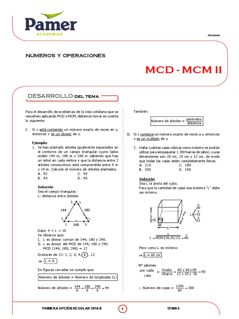 MCD MCM | PDF | Litro | Triángulo
