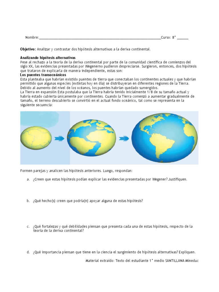 Guía Teoría de La Deriva Continental | PDF | Tierra | Hipótesis