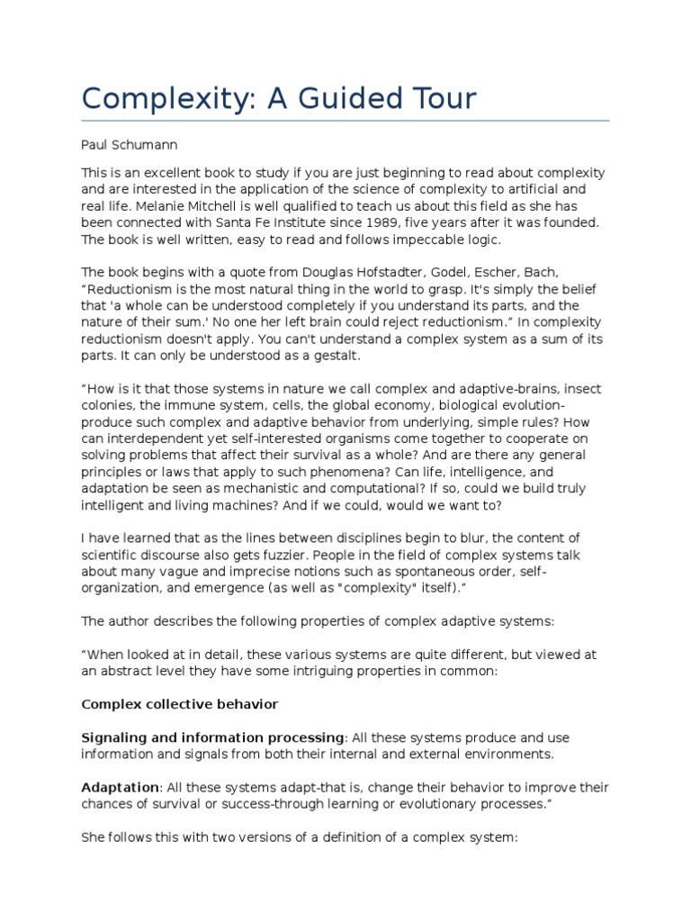 Complexity - A Guided Tour | PDF | System | Emergence