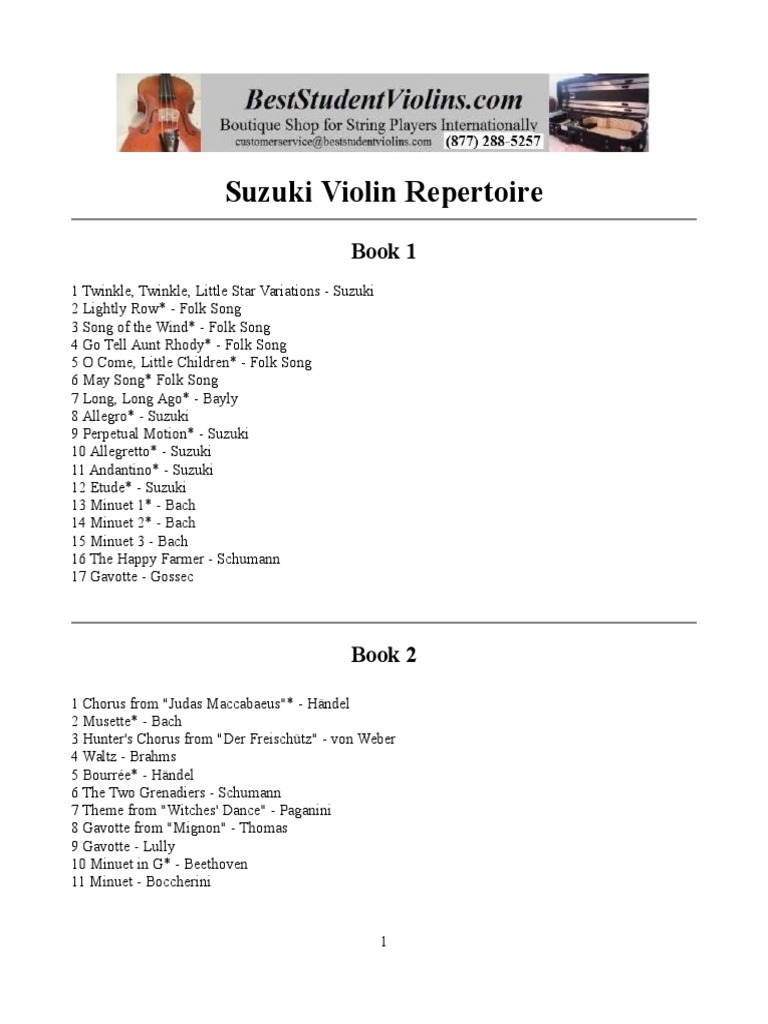 Suzuki Violin Repertoire Book 1-10 | PDF
