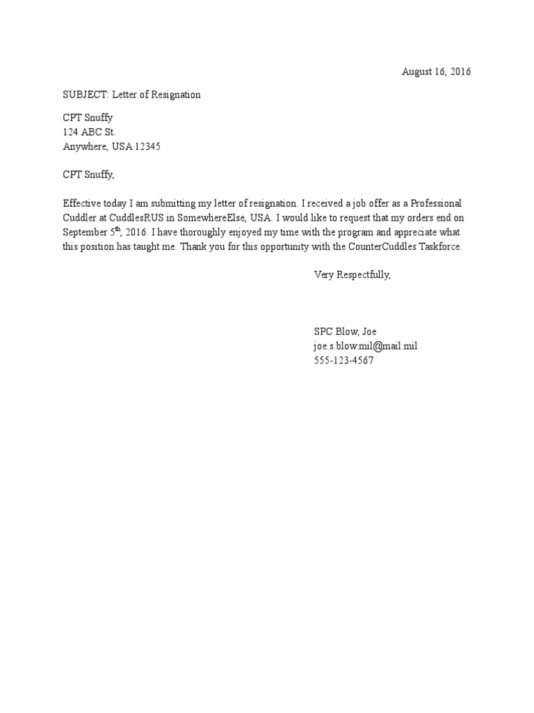 Army ADOS Resignation Letter | PDF | National Guard Of The United ...
