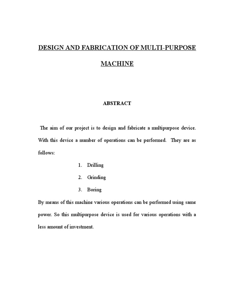 Multi Purpose Machine Report Pdf Drilling Grinding Abrasive Cutting