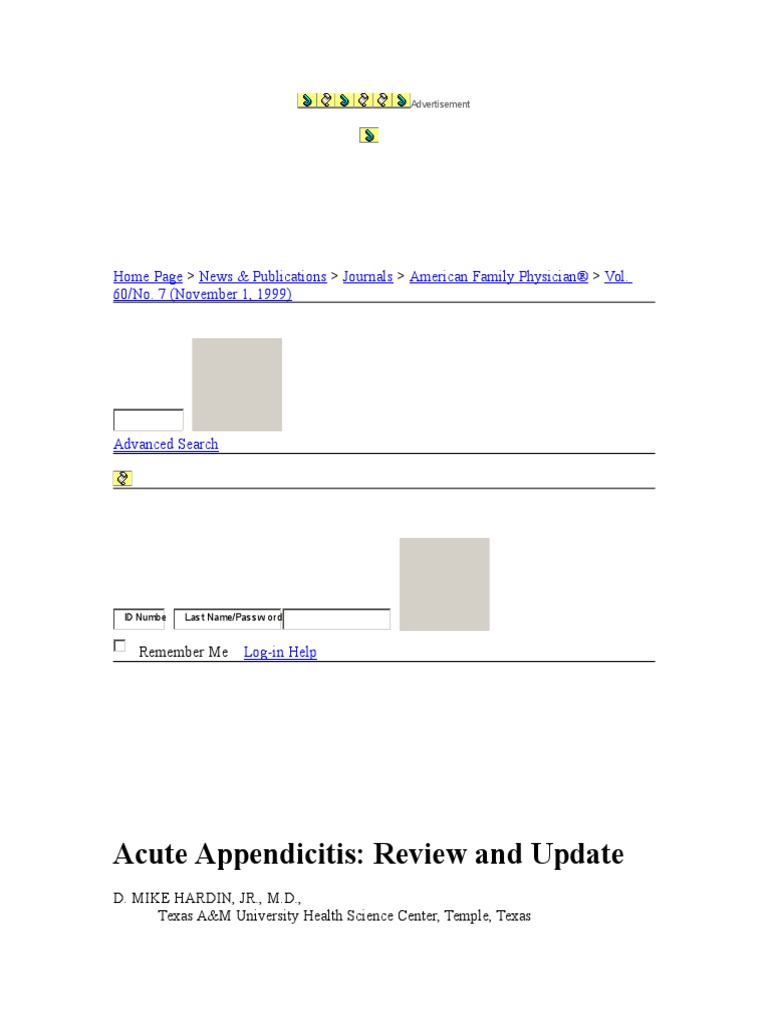 Acute Appendicitis: Review and Update | PDF | Medical Specialties ...