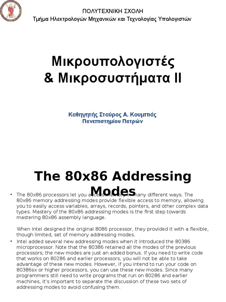 80x86 Addressing Modes Guide | PDF | Instruction Set | Assembly Language