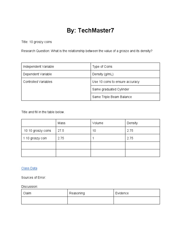 Coin Density Analysis | PDF