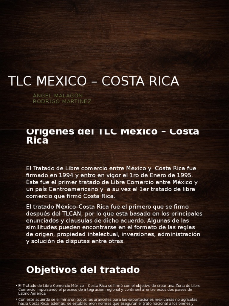 TLC Mexico - Costa Rica | Tratado de Libre Comercio Norteamericano ...