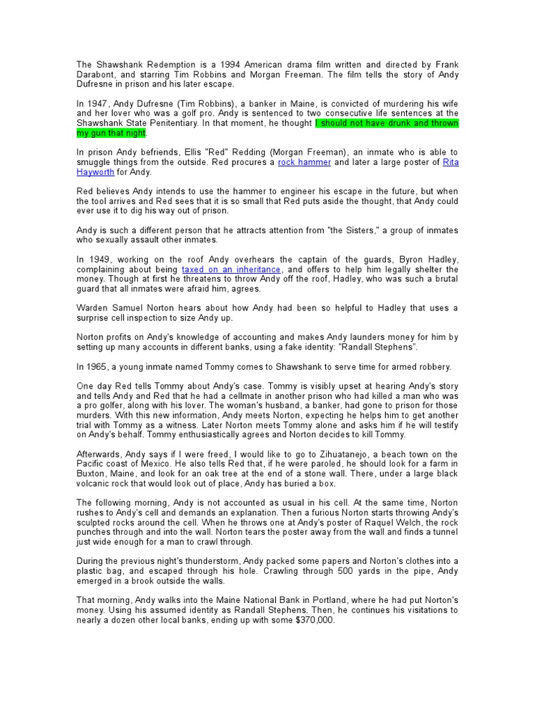 The Shawshank Redemption | PDF | Prison | Violence