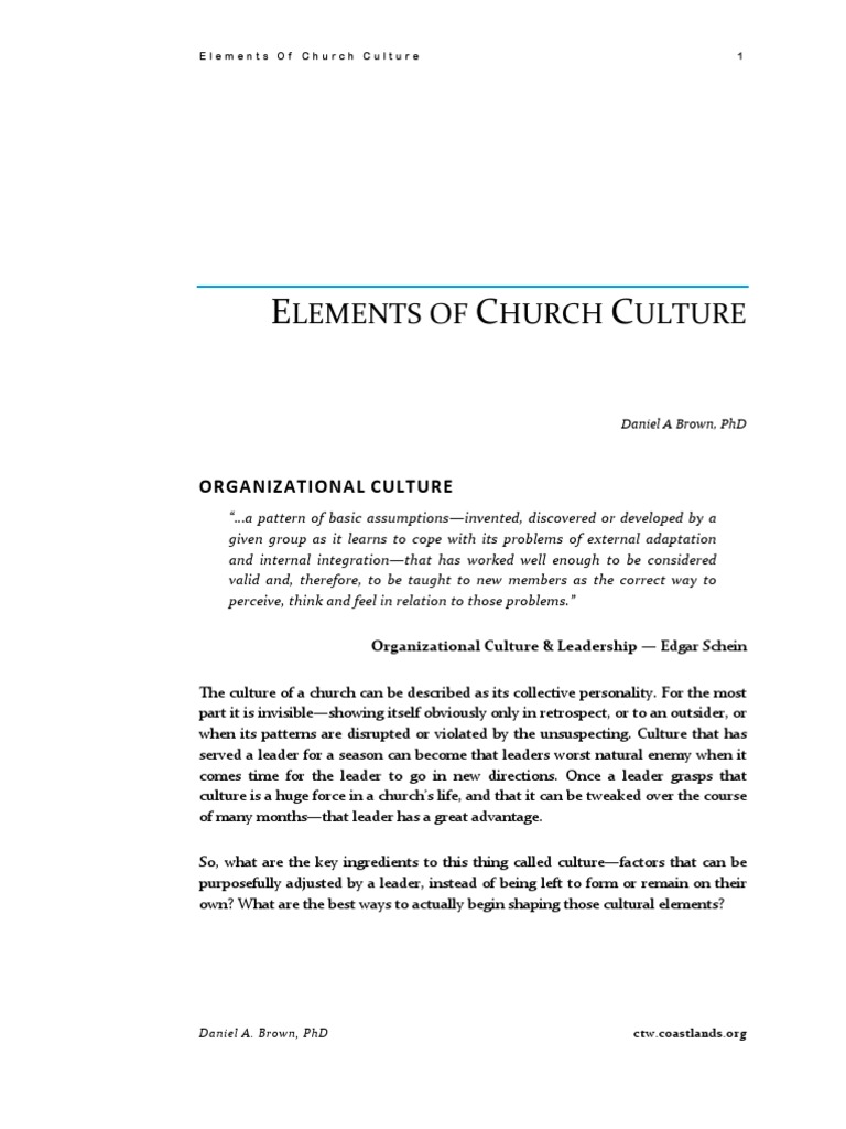 Elements of Church Culture | PDF | Spirituality | Philosophical Theories