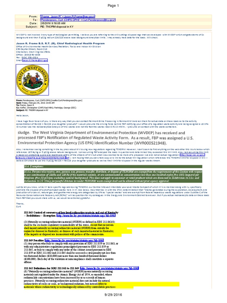 TENORM Disposal Regulations in KY | PDF | Resource Conservation And ...