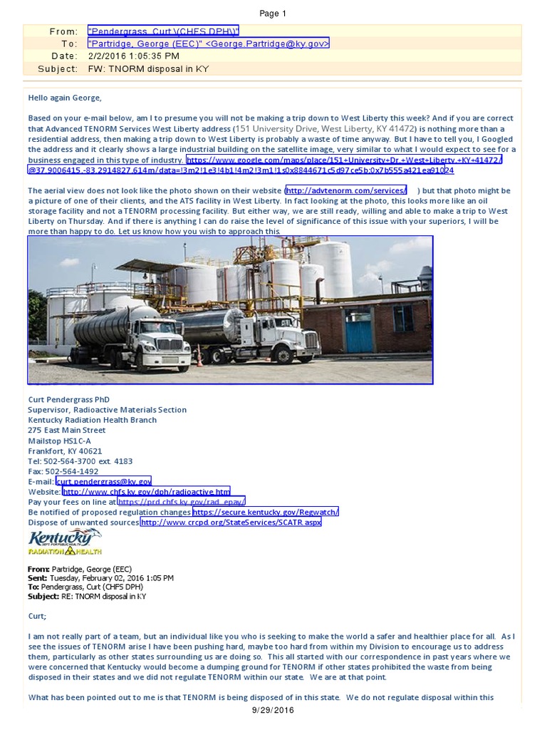 TENORM Disposal Issues in Kentucky | PDF | Waste Management ...