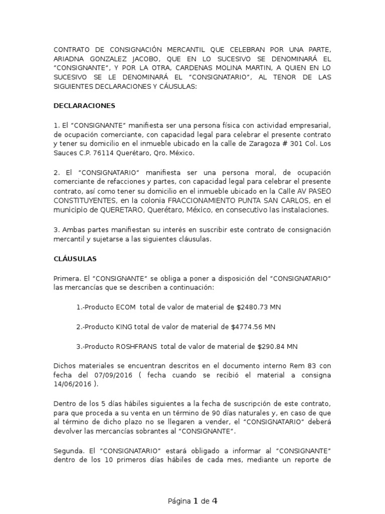 Formato Contrato de Consigna Cefiqro 01 442 2200595 | PDF | Gobierno ...
