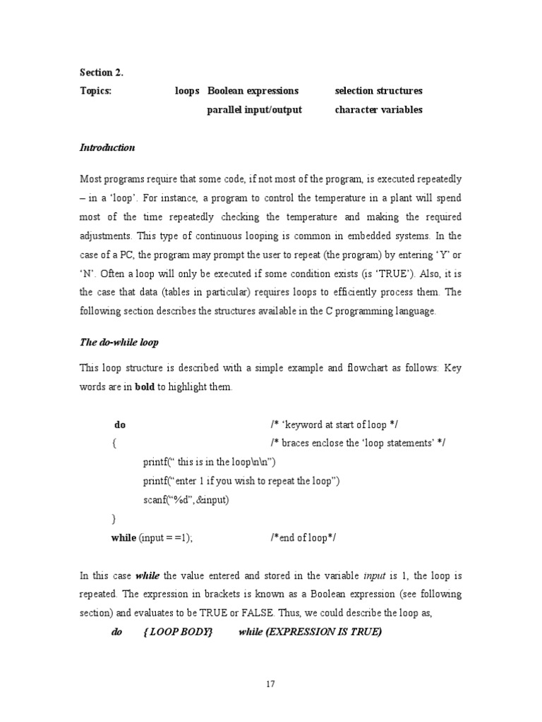 Section 2 Topics Loops Boolean Expressions Selection Structures Parallel Input Output